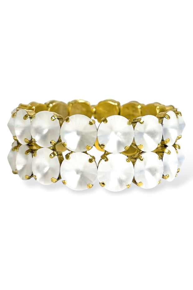 TOVA Olivia Mega 2 Strand Matte White Bracelet